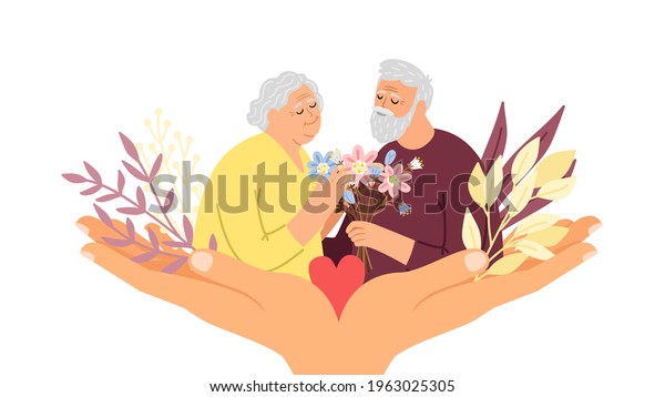 Elderly Care Support Old People Cartoon Stock Vector (Royalty Free ...