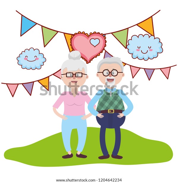 Elderly Couple Cartoon Stock Vector (Royalty Free) 1204642234 ...