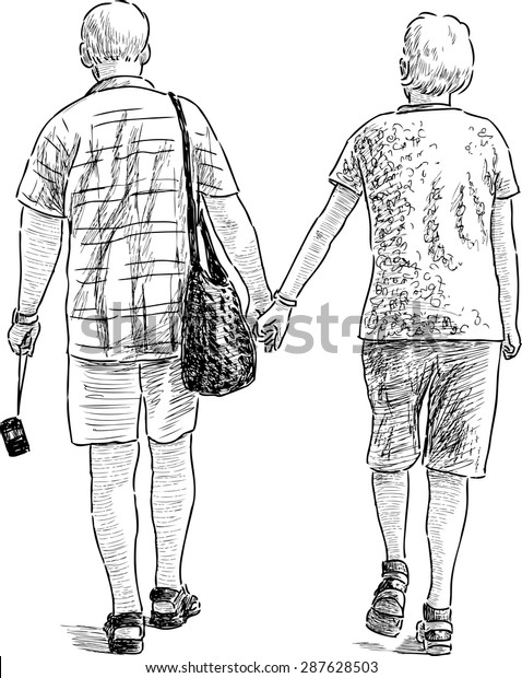 Elderly Couple On Stroll Stock Vector Royalty Free 287628503
