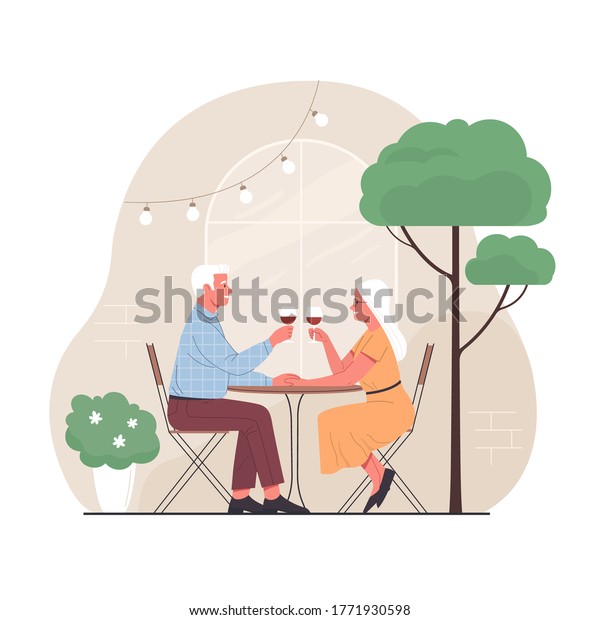 Elderly Couple Spends Time Outdoorsvector Illustration Stock Vector ...