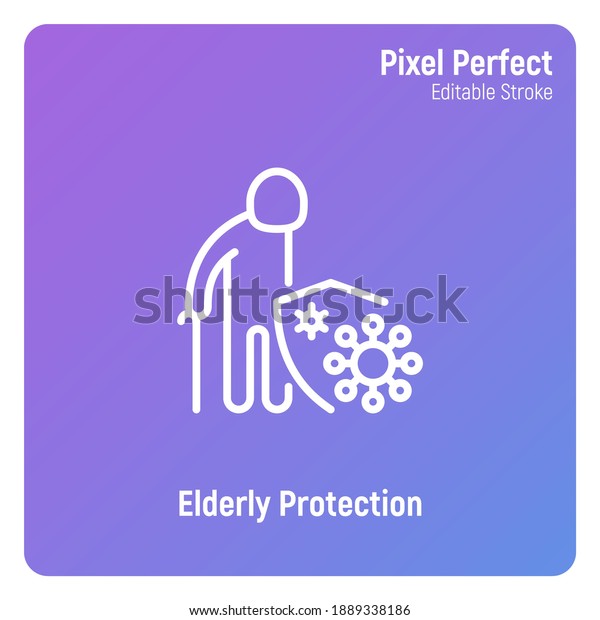 Elderly Man Protection By Shield Coronavirus Stock Vector (Royalty Free ...