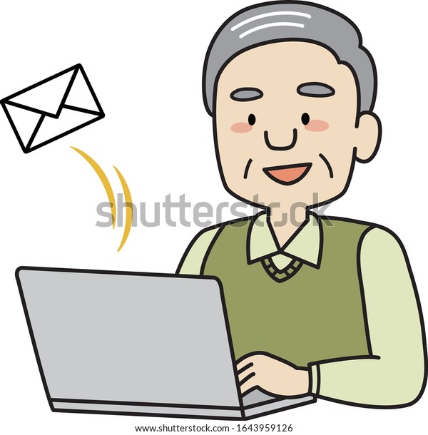 Elderly Man Sending Email Stock Vector (Royalty Free) 1643959126 ...