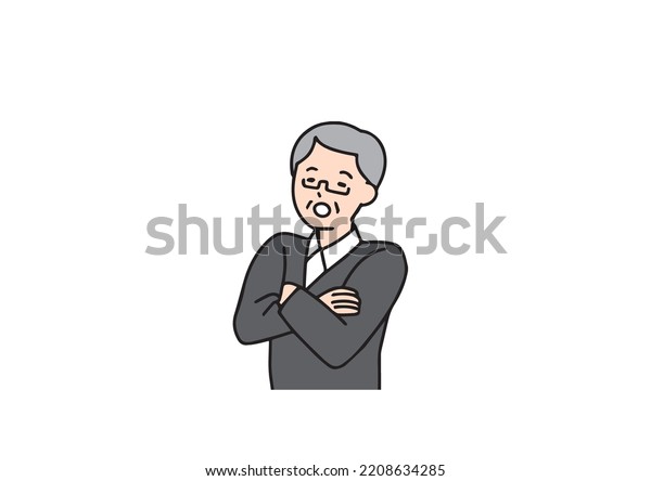 Elderly Man Thinking His Arms Crossed Stock Vector (Royalty Free ... Elderly Man Thinking His Arms Crossed Stock Vector (Royalty Free ...
