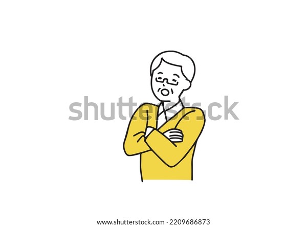 Elderly Man Thinking His Arms Crossed Stock Vector (Royalty Free ... Elderly Man Thinking His Arms Crossed Stock Vector (Royalty Free ...