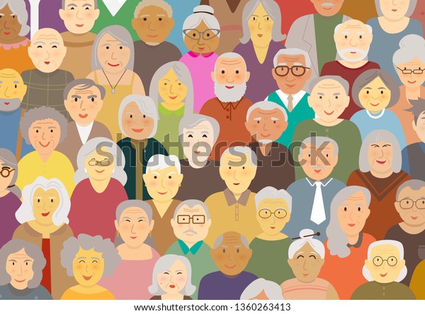 Elderly People Cartoon Vector Illustration Background: เวกเตอร์สต็อก ...
