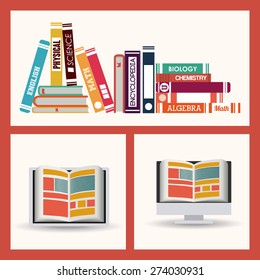 Elearning Design Over Orange Background Vector Stock Vector (Royalty ...