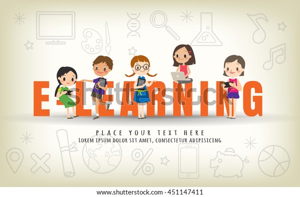 Elearning Kids Education Course Concept Vector Stock Vector (Royalty ...