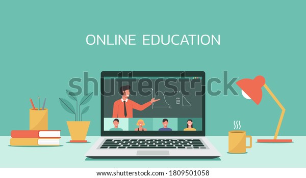 Elearning Online Education Online Class Concept Stock Vector (Royalty ...