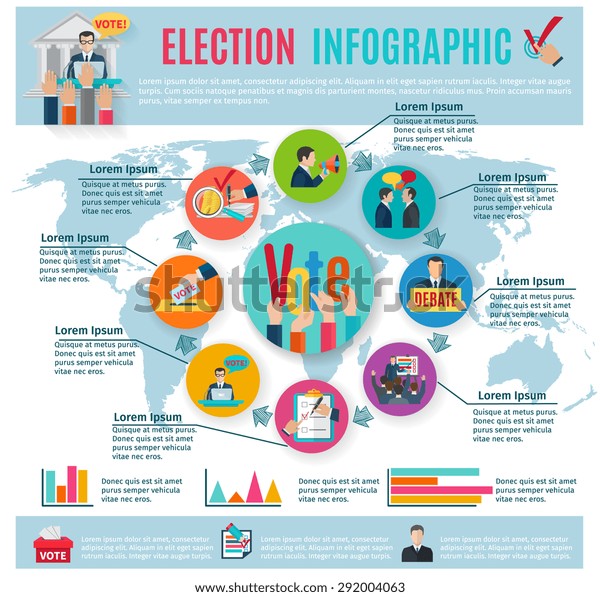 Election Infographics Set Voting Symbols Charts 스톡 벡터(로열티 프리) 292004063 ...