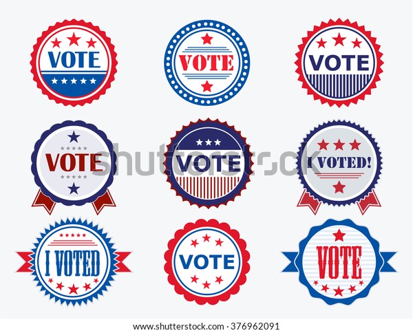 Election Voting Stickers Badges Usa Red Stock Vector (Royalty Free ...