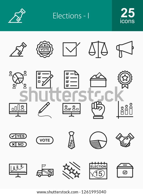 Elections Line Icons Stock Vector (Royalty Free) 1261995040 | Shutterstock