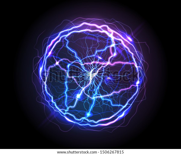 Electric ball or plasma sphere, realistic vector illustration ...