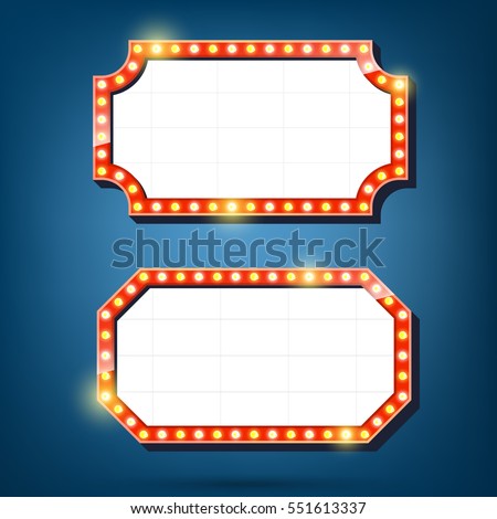 Electric Bulbs Billboard Retro Light Frames Stock Vector (Royalty Free ...