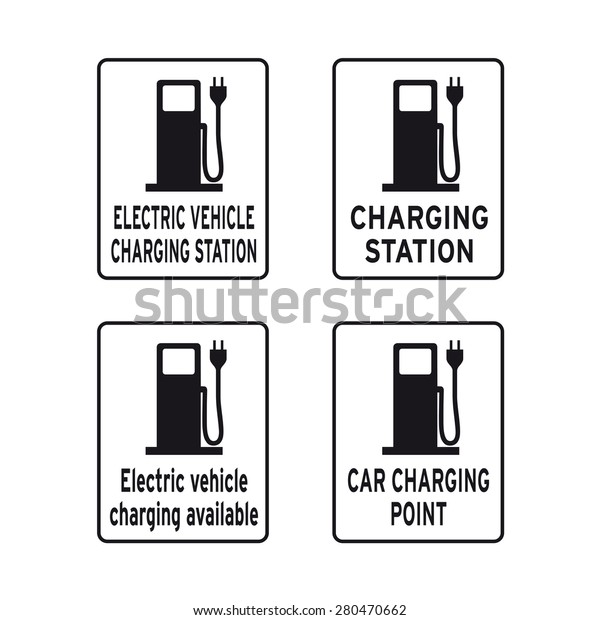 Electric Car Charging Plug Traffic Sign Stock Vector (Royalty Free ...