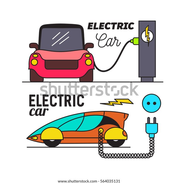 Electric Car Charging Vector Cartoon Style Stock Vector (Royalty Free ...
