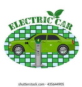 Electric Car Emblem Vector Illustration Flat Stock Vector (Royalty Free ...