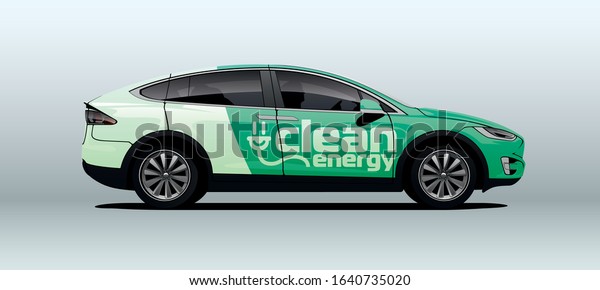 Electric Car Vector Side View Perspective Stock Vector (Royalty Free ...