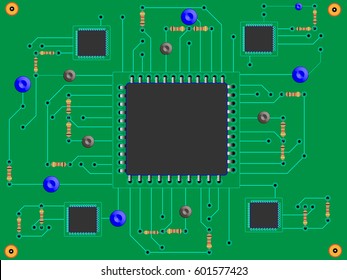 Electric Circuit Board Various Ic Chips Stock Vector (Royalty Free ...