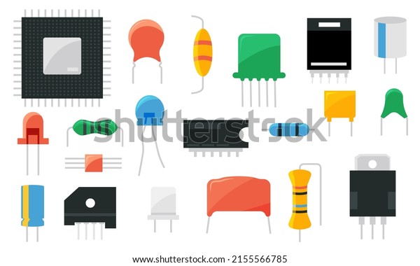 Componente de circuito eléctrico. Piezas electrónicas: vector de stock ...