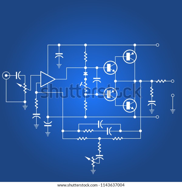 Electric Circuit Electrical Network On Blue Stock Vector (Royalty Free ...