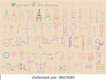 Electric Construction Equipment Line Drawing Grid Stock Vector (Royalty ...