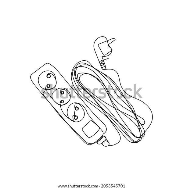 Electric Extender Continuous Line Drawing One Stock Vector (Royalty ...