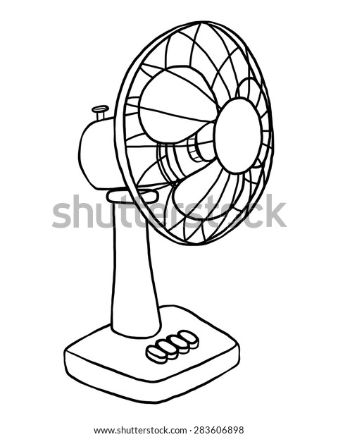 Electric Fan Cartoon Vector Illustration Black: เวกเตอร์สต็อก (ปลอดค่า ...