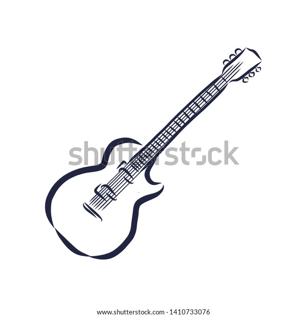 Electric Guitar Contour Vector Illustration: vector de stock (libre de ...