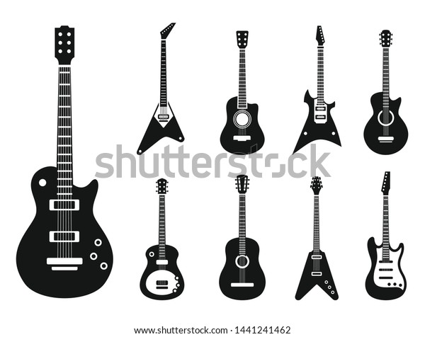 Electric Guitar Icons Set Simple Set Stock Vector (Royalty Free ...