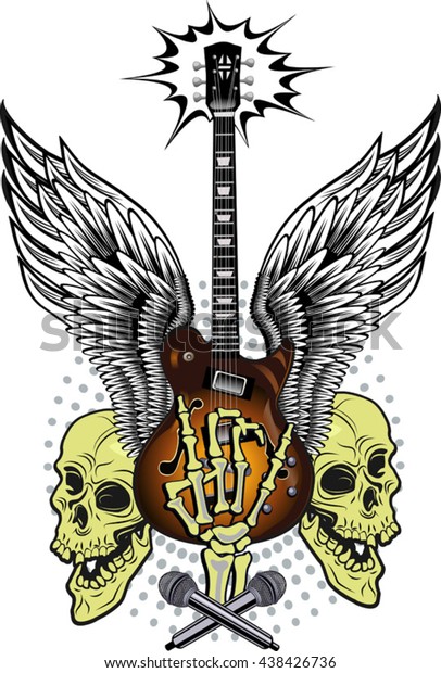Electric Guitar Skull Stock Vector (Royalty Free) 438426736 | Shutterstock