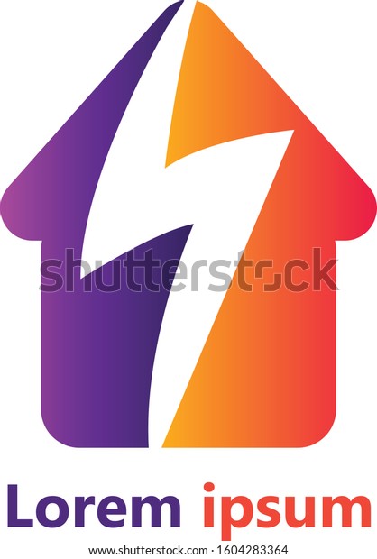 Electric House Logo Vector Design Stock Vector (Royalty Free) 1604283364