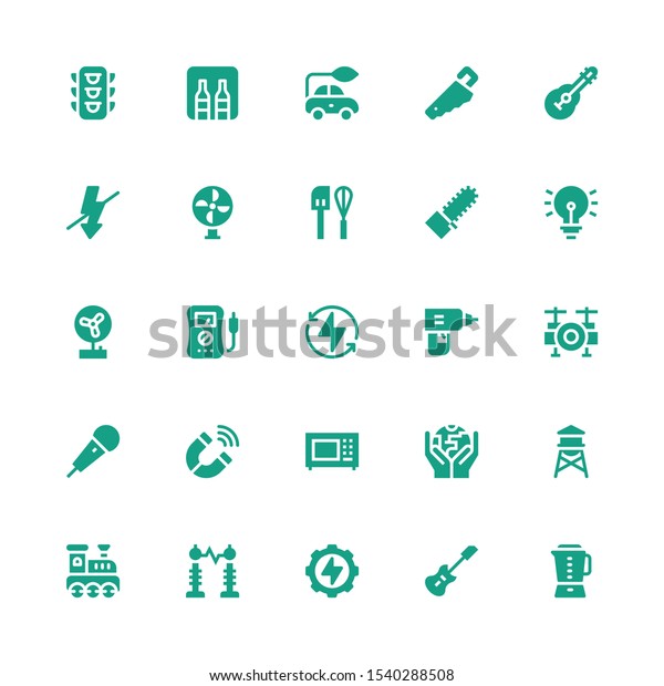 Electric Icon Set Collection 25 Filled Stock Vector (Royalty Free ...