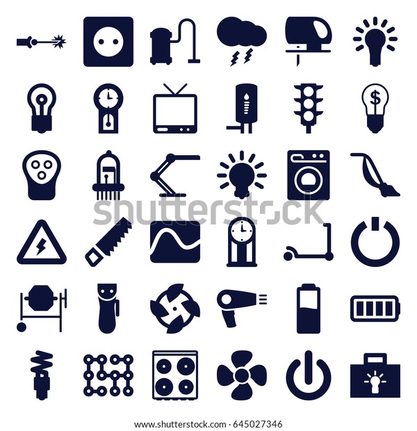 Electric Icons Set Set 36 Electric Stock Vector (Royalty Free) 645027346