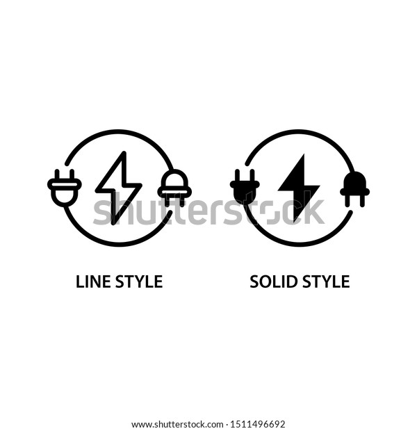 Electric Icons Simple Design Line Solid Stock Vector (Royalty Free ...