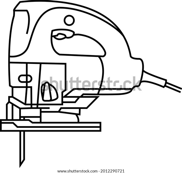 Electric Jigsaw Power Tool Line Drawing Stock Vector (Royalty Free ...