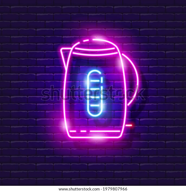 Electric Kettle Neon Sign Vector Illustration Stock Vector (Royalty ...