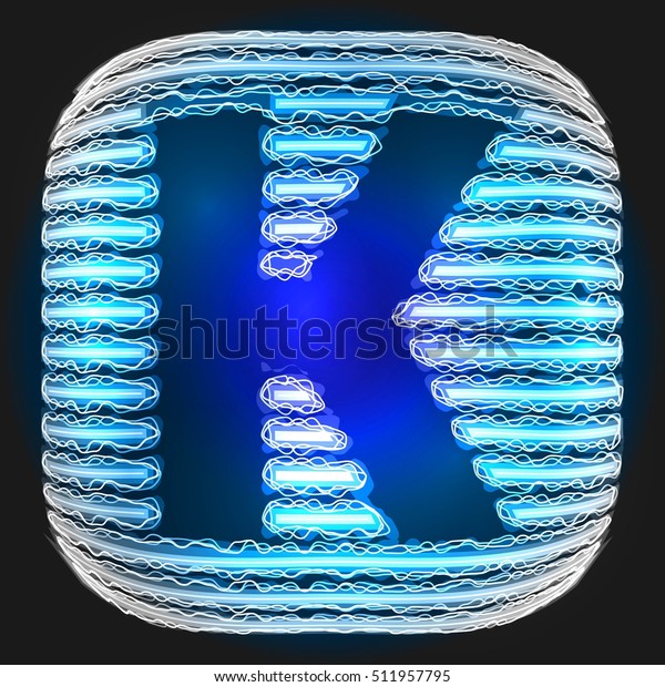 Electric Letter K Electric Interlaced Lightning Stock Vector (Royalty ...