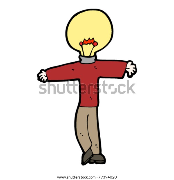 Electric Light Bulb Head Cartoon Man Stock Vector (Royalty Free ...