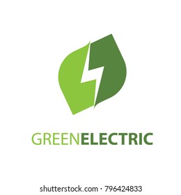 Electric Logo Green Leaf Represent Green Stock Vector (Royalty Free ...