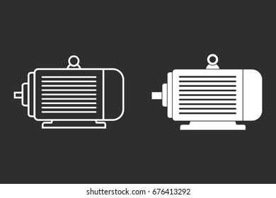 Electric Motor Black White Icons Vector Stock Vector (Royalty Free ...