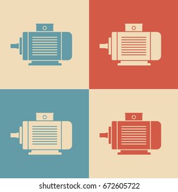 Electric Motor Vector Icons Retro Colors Stock Vector (Royalty Free ...