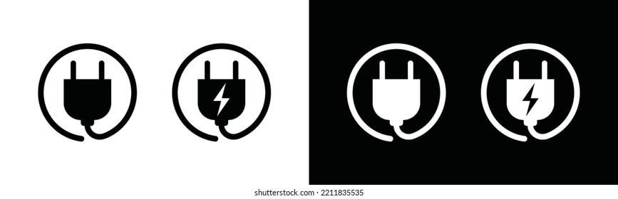 Electric Plug Lightning Symbol Icon Vector Stock Vector (Royalty Free ...