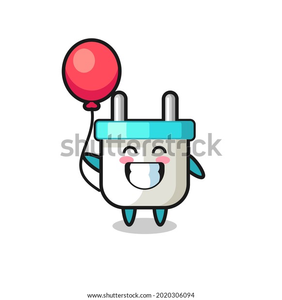 Electric Plug Mascot Illustration Playing Balloon: เวกเตอร์สต็อก (ปลอด ...