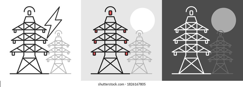 Electric Post Icon Set Different Style Stock Vector (Royalty Free ...