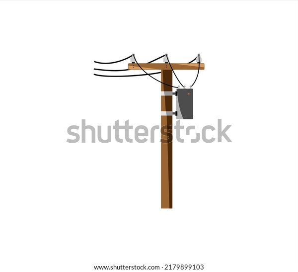 Electric Power Lines Transformer On Pole Stock Vector (Royalty Free ...