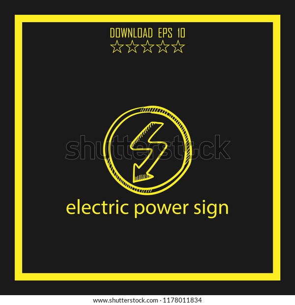 Electric Power Sign Sketch Vector Icon: เวกเตอร์สต็อก (ปลอดค่าลิขสิทธิ์ ...