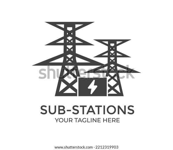 Electric Power Substation Substation Power Lines Stock Vector (Royalty ...