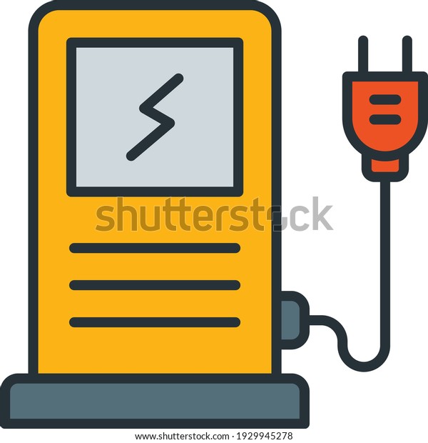 electric recharging point Concept Vector Color Icon Design, Motor ...