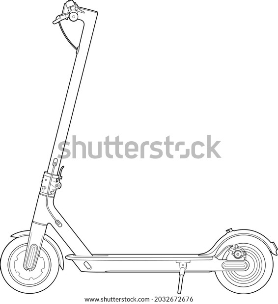 Electric Scooter Linear Drawing Black White Stock Vector (Royalty Free ...