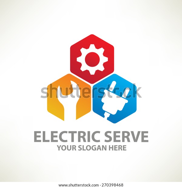 Electric serve logo template, clean vector